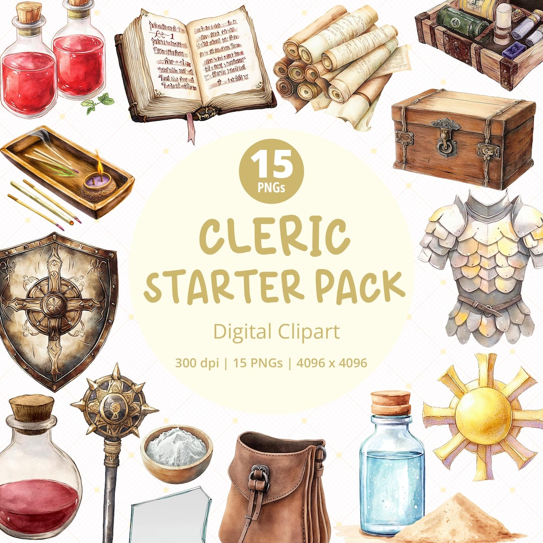 Cleric Watercolor Clipart, Fantasy TTRPG Art (digital Download) - Etsy