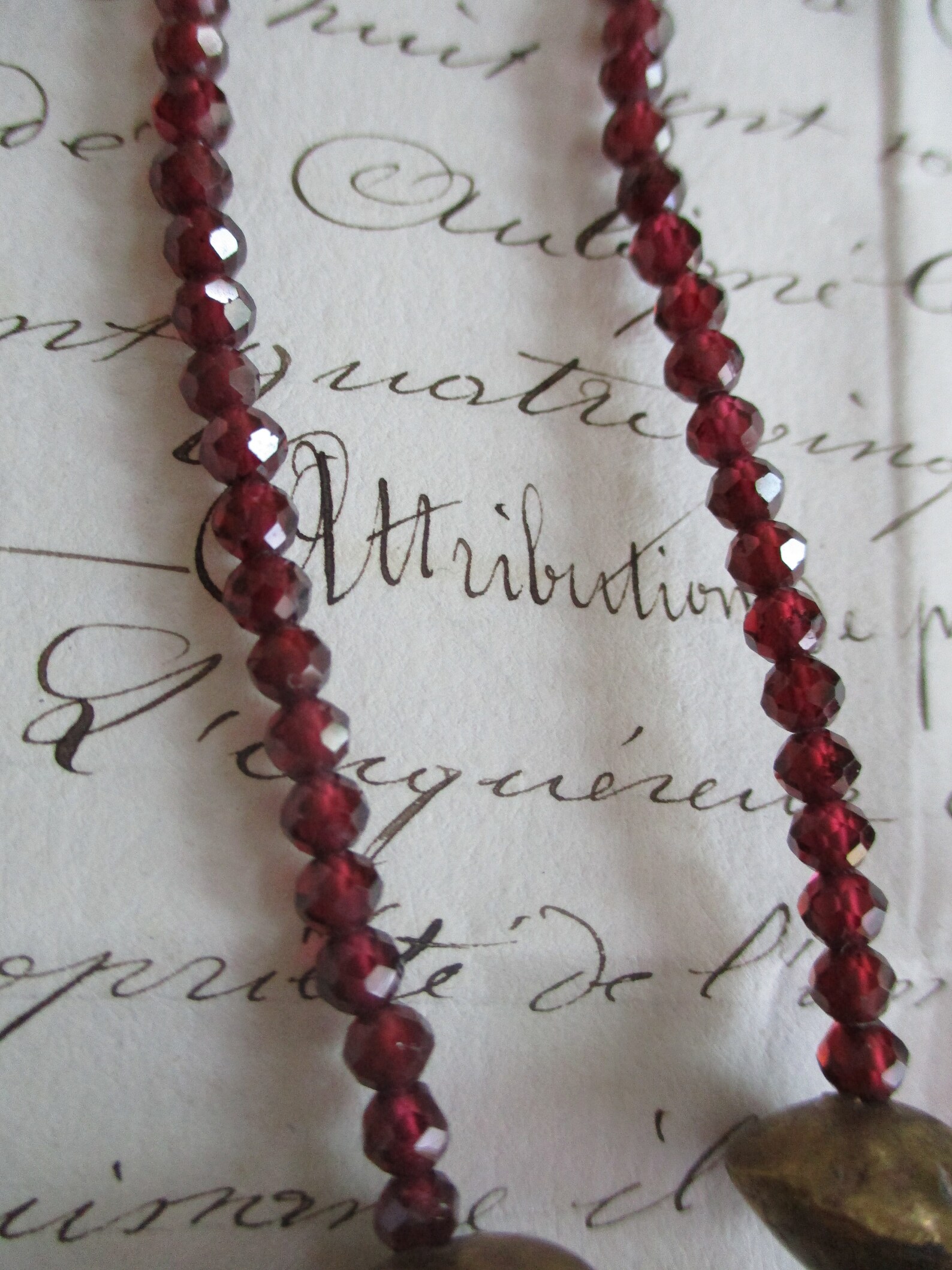 Wild Rose Garnet Gemstone Antique Flower Tribal Bead Spring Necklace - Etsy