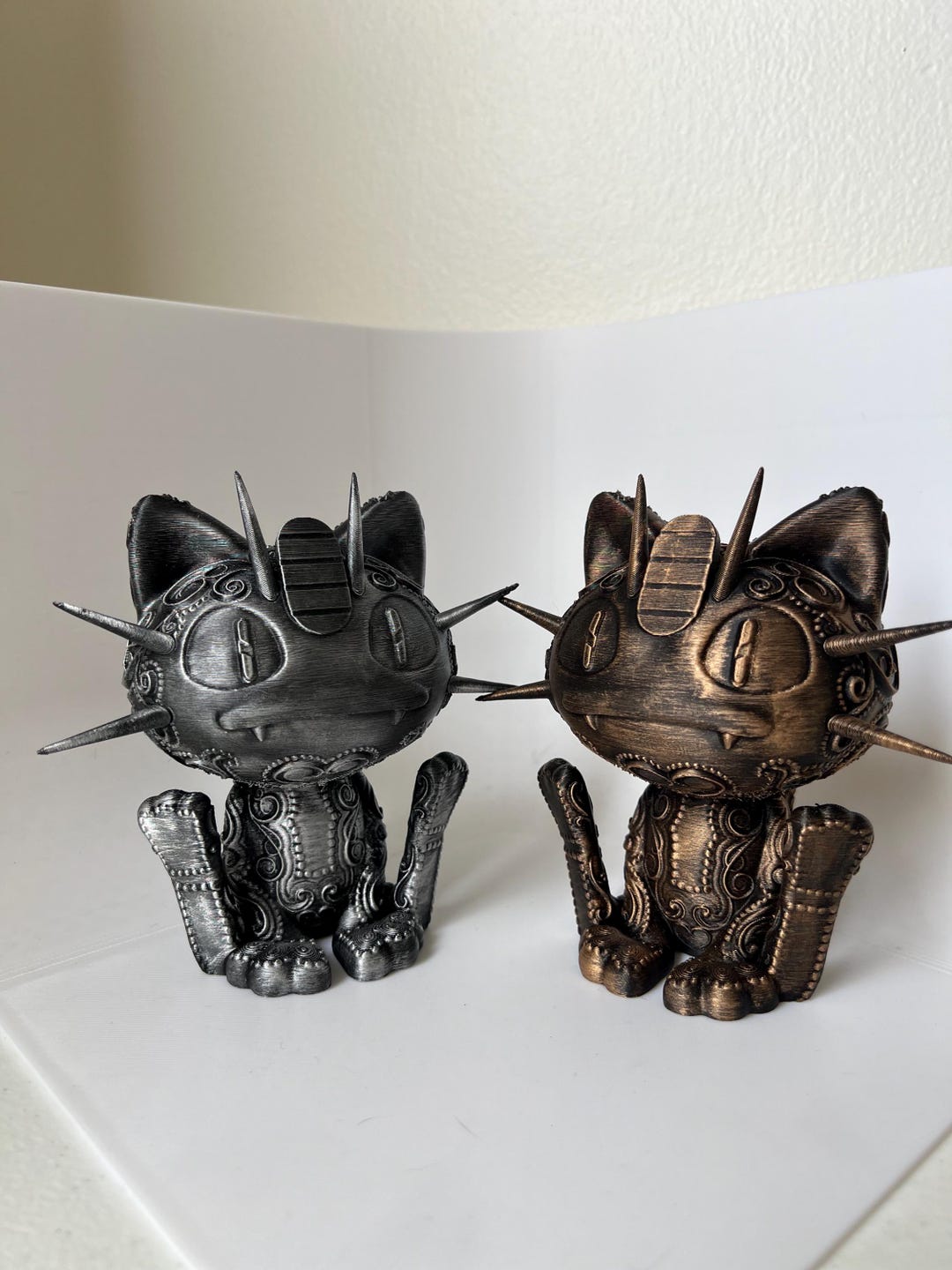 4.5-inch Meowth Statue | Hand-painted Antique Gold or Silver Pokémon ...