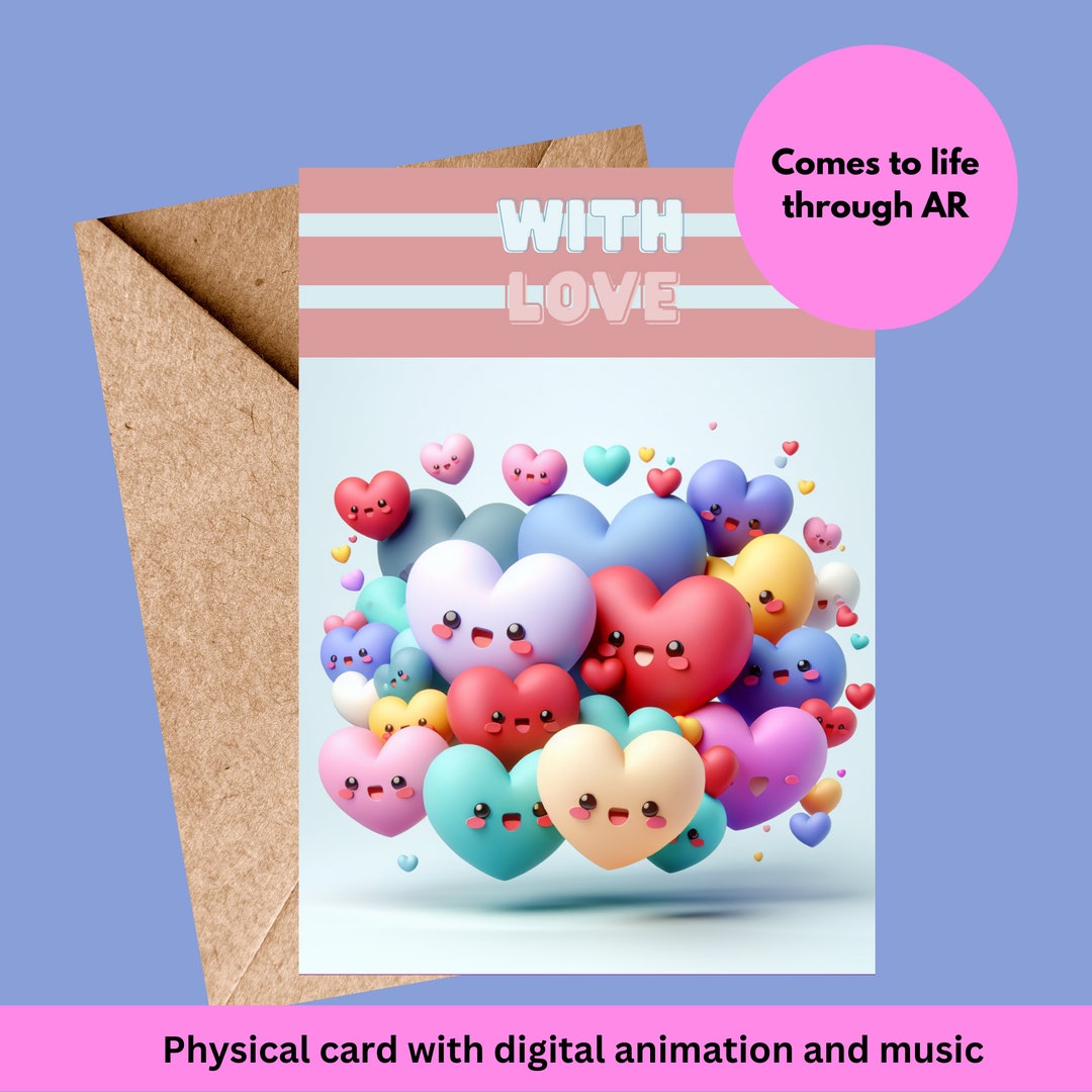 Love Heart Augmented Reality Card, Anniversary Card, Love Card, Card ...