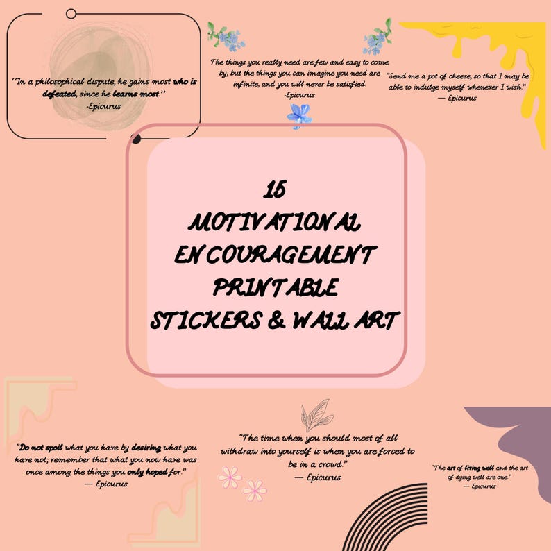 Motivational Encouragement Printable Quotes, Digital Stickers & Wall ...