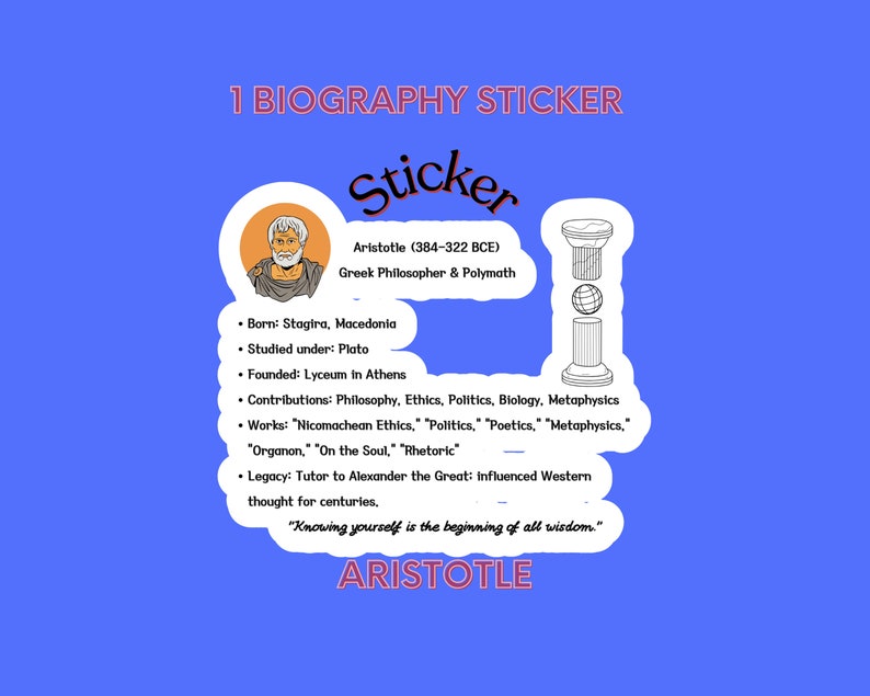 Aristotle Biography Digital Sticker Transparent PNG & Printable PDF ...
