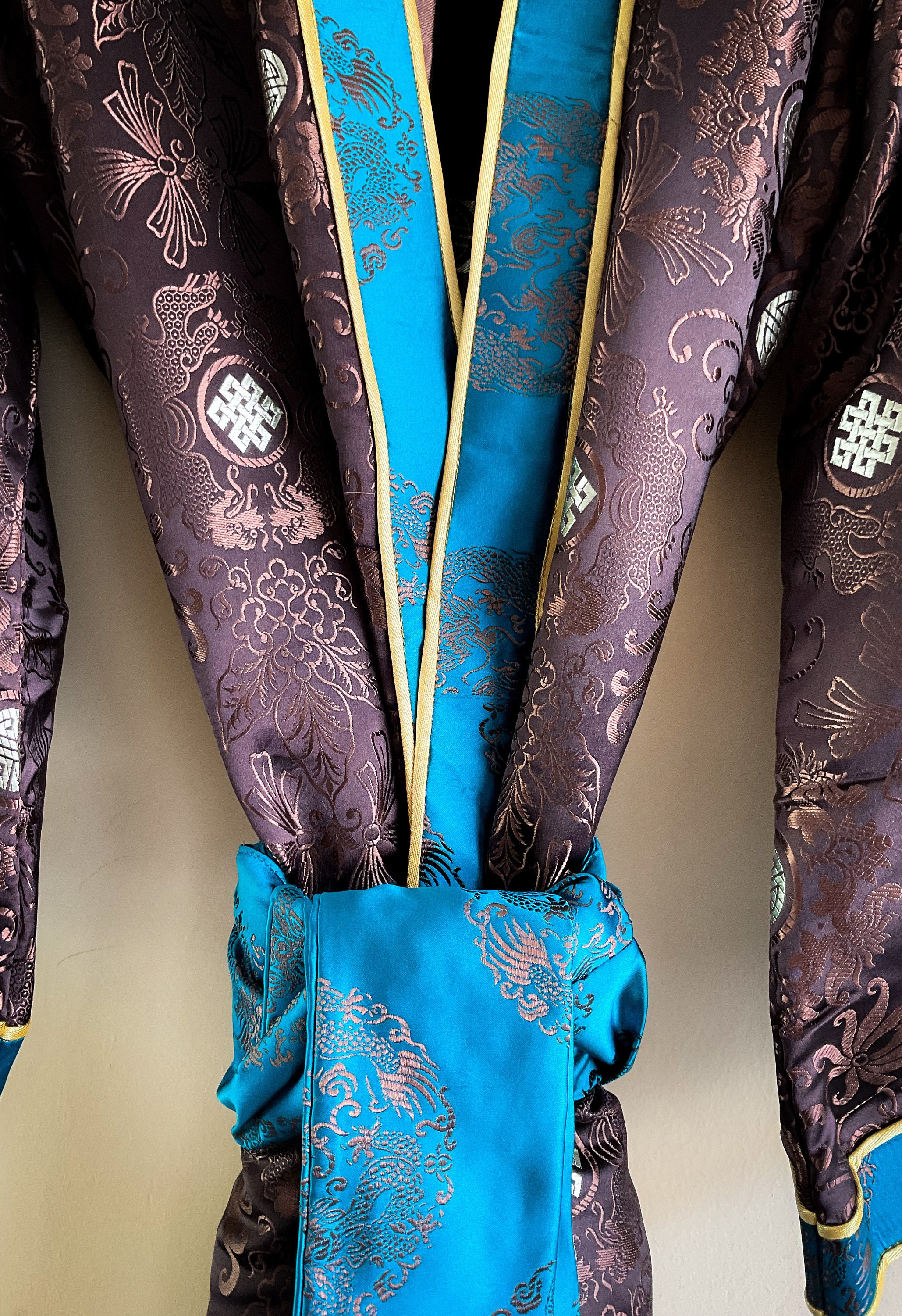 Japanese Silk Kimono Robe, Haori Samurai Jacket, Plus Size Robe, Wide ...