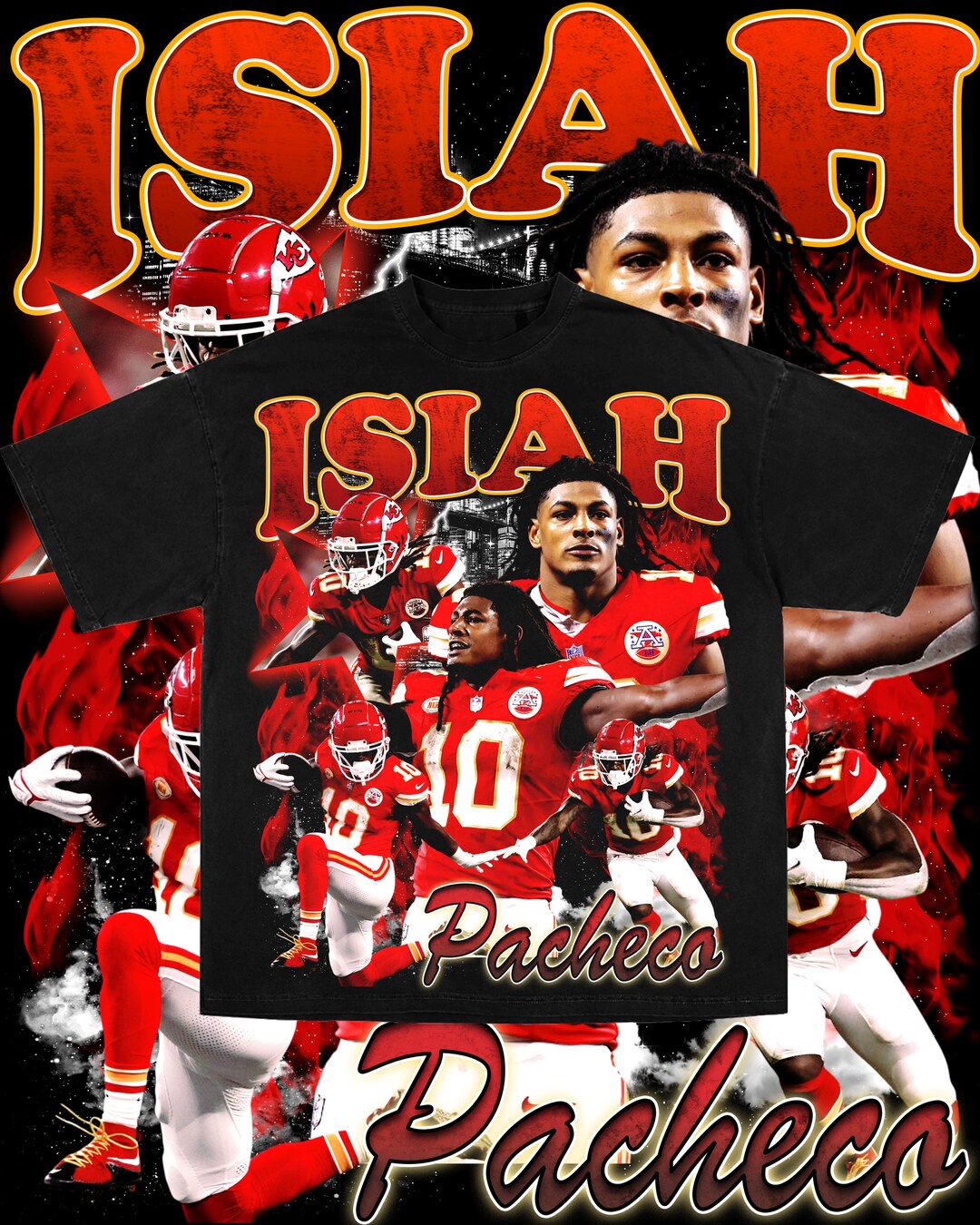Isiah Pacheco PNG Digital File Football Star Design Perfect for ...