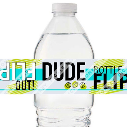 Bottle Flip Trick Shots Party DIY Label for Water Bottles | Etsy