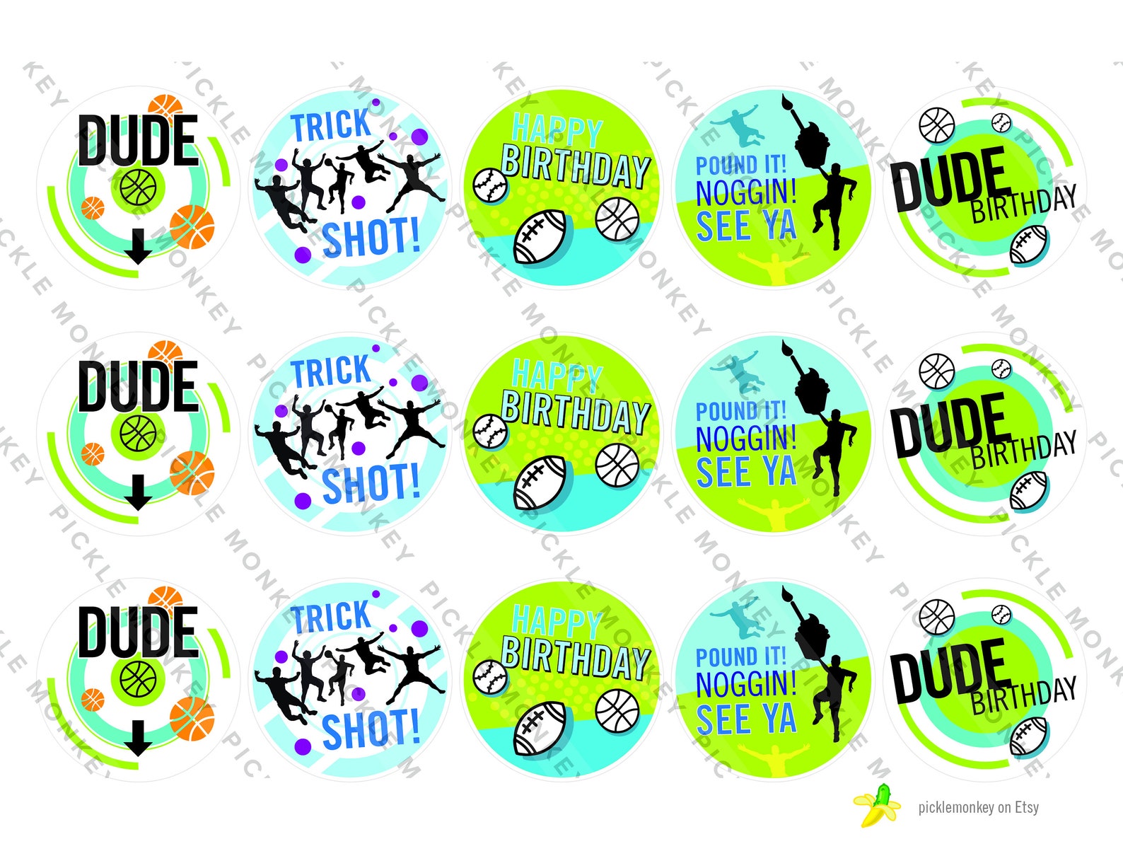 Dude Birthday Cupcake Toppers. Perfect Downloadable for DIY - Etsy