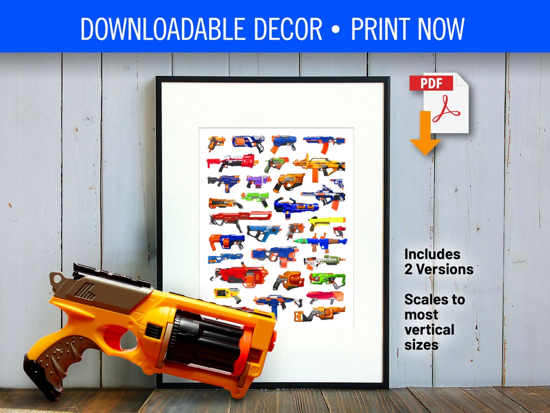 Nerf Party! Wall Art for Nerf Gun Fans, Printable Decor for Boys Room ...