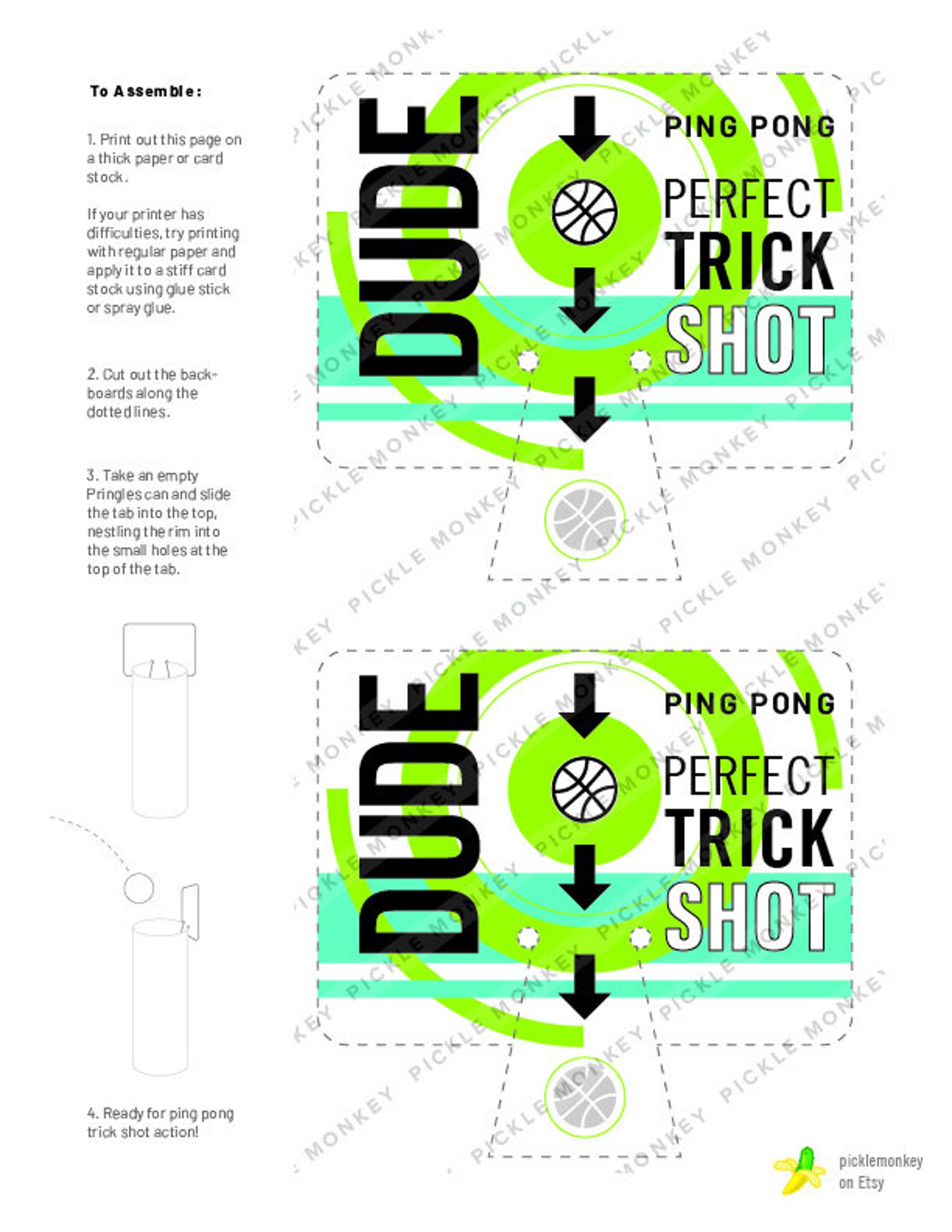 Dude Ping Pong Trick Shots Backboard Birthday Game Ideas. Perfect for ...