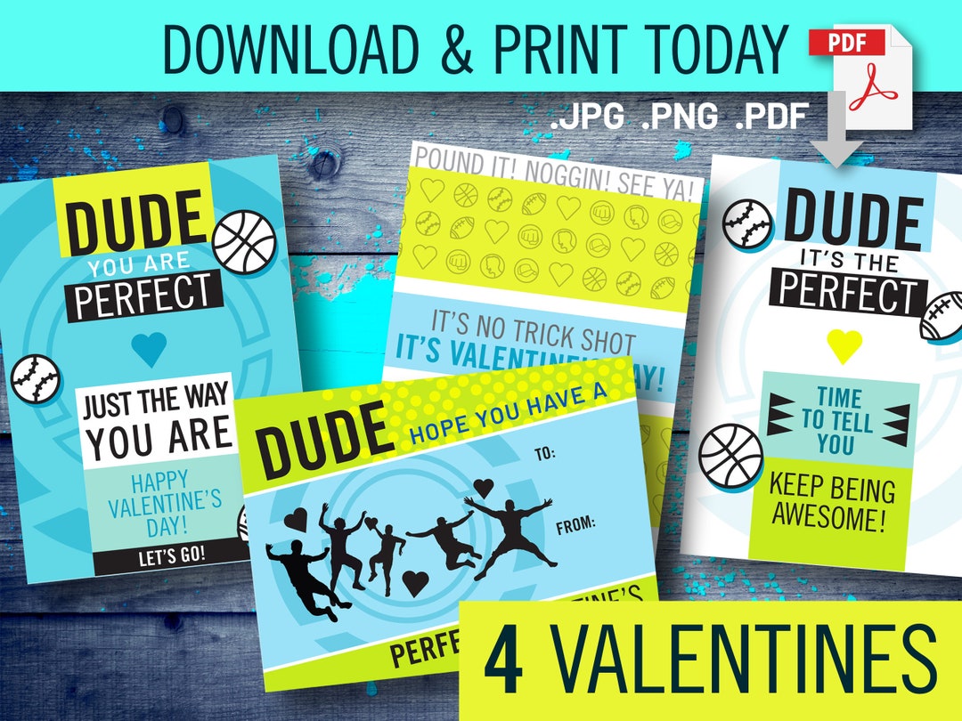 Dude Valentine's Printable Cards. Perfect Downloadable for Boys ...