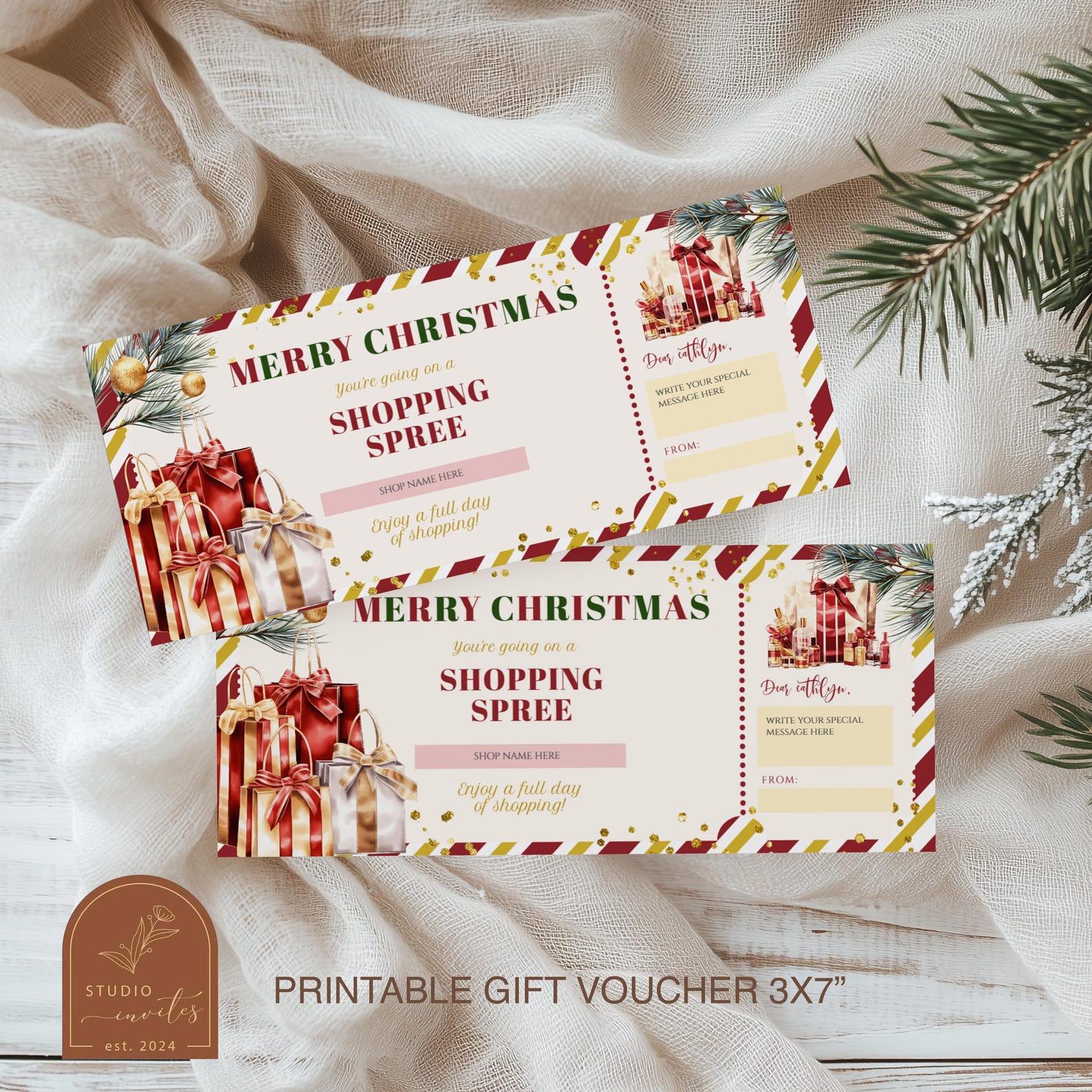 Shopping Spree Christmas Gift Voucher, Shopping Spree Certificate ...