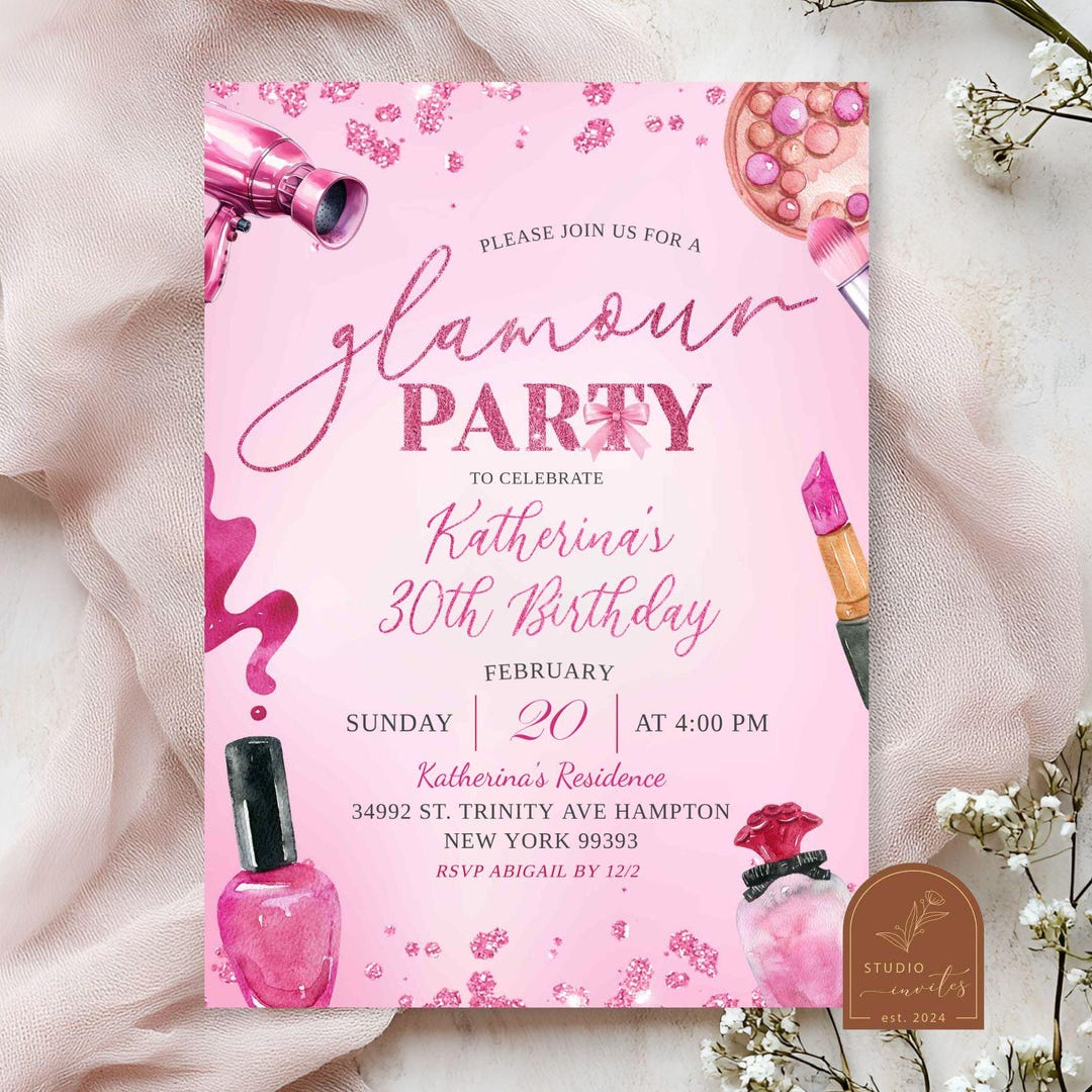 Pink Glitter Glamour Makeup Adult Birthday Party, Pamper Glitz and Glam ...