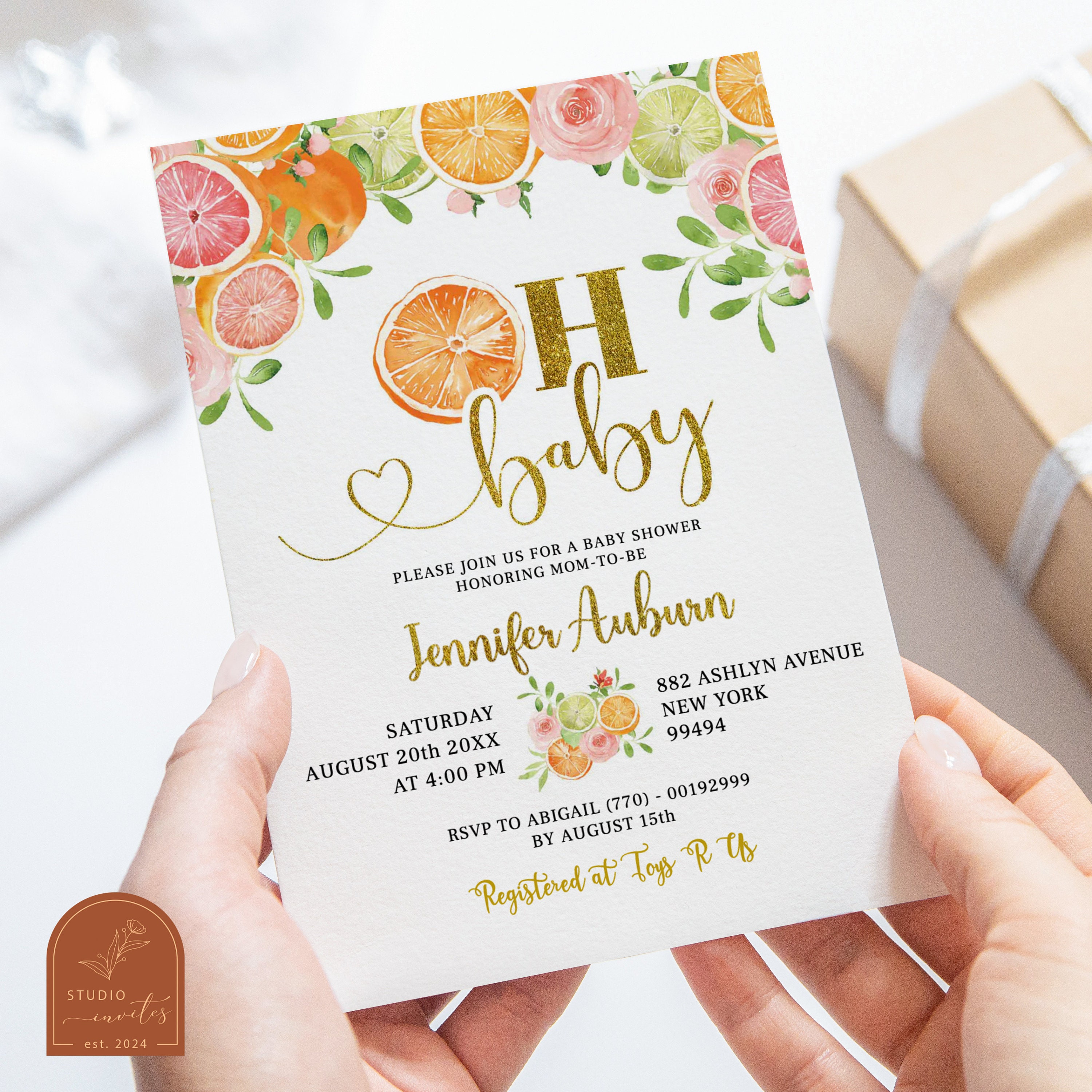 Citrus Fruits Oh Baby Shower Invitation, Summer Fruit Little Cutie Baby ...