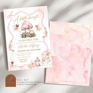 Pink Bow Little Fairy Baby Shower Invitation, Enchanted Forest ...