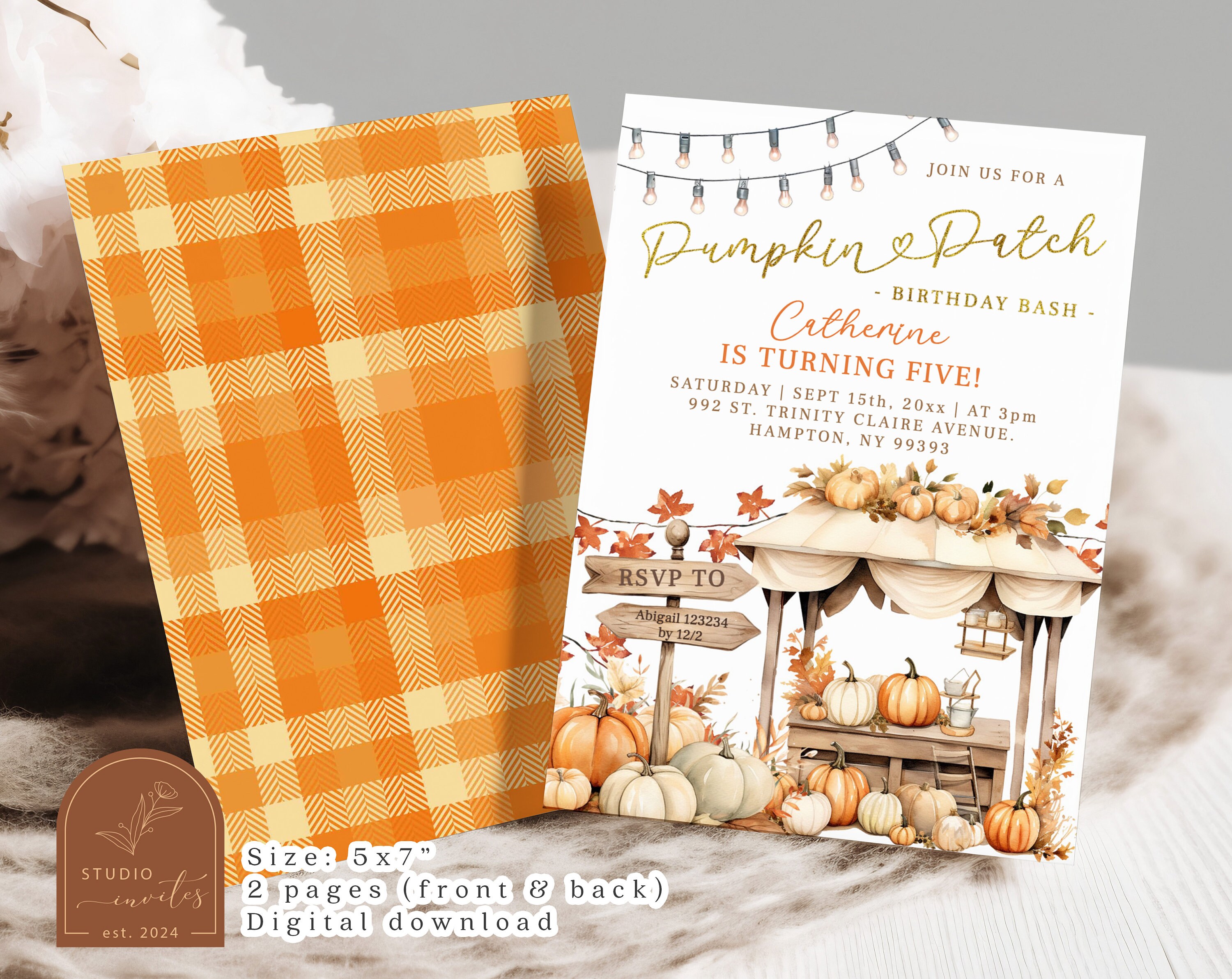 Fall Pumpkin Patch Birthday Bash Invitation, Maple Leaves Birthday ...