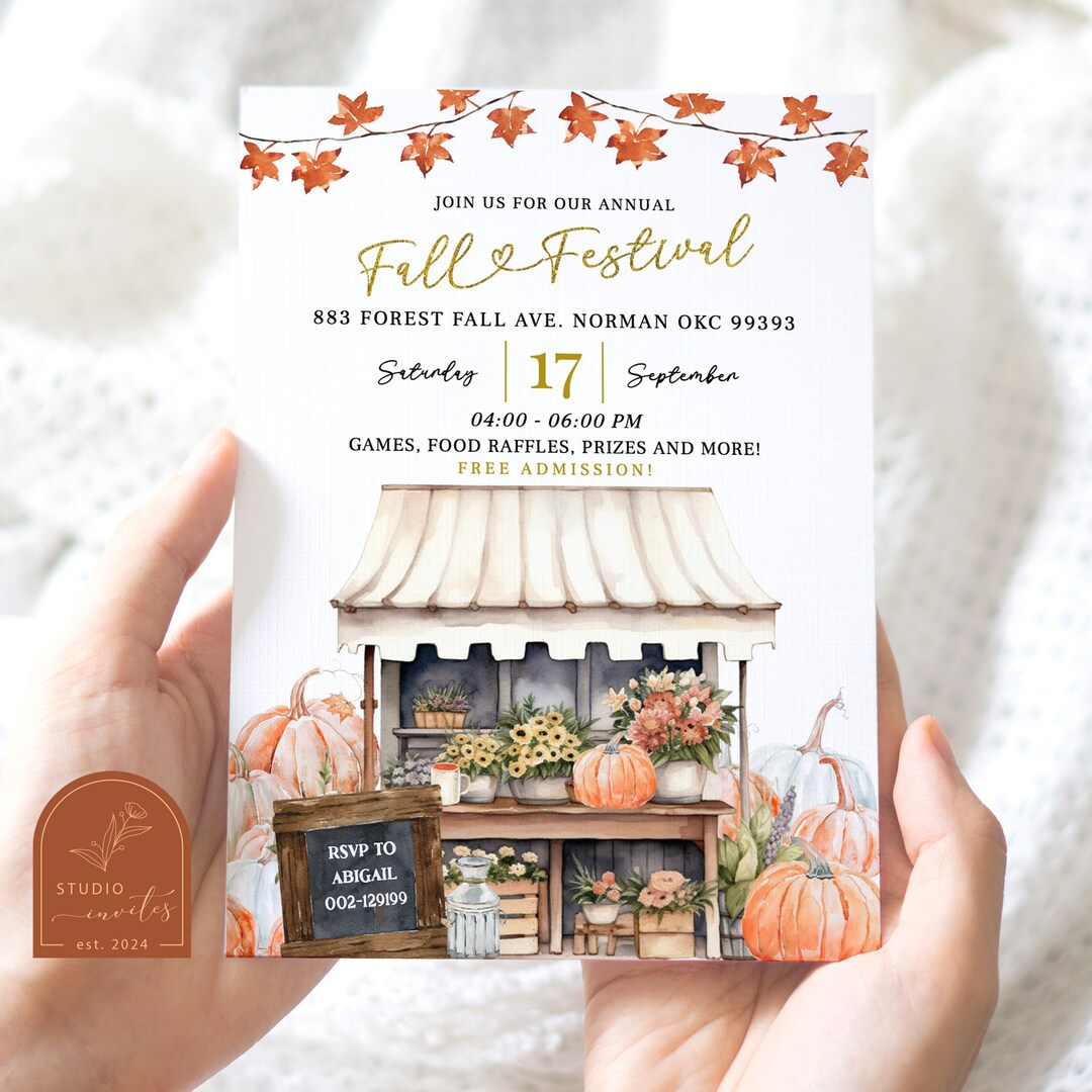 Annual Fall Pumpkin Festival Invitation, Harvest Fall Party Invitation ...