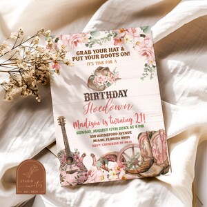 Modern Hoedown Birthday Party Invitation, Rustic Western Cowgirl Any ...