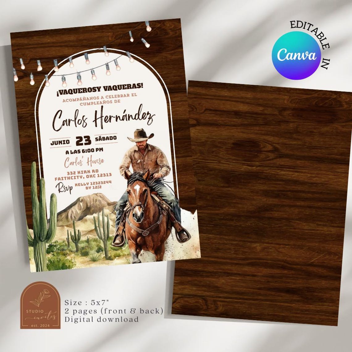 Invitación de cumpleaños de vaqueros y vaqueras con temática de ...