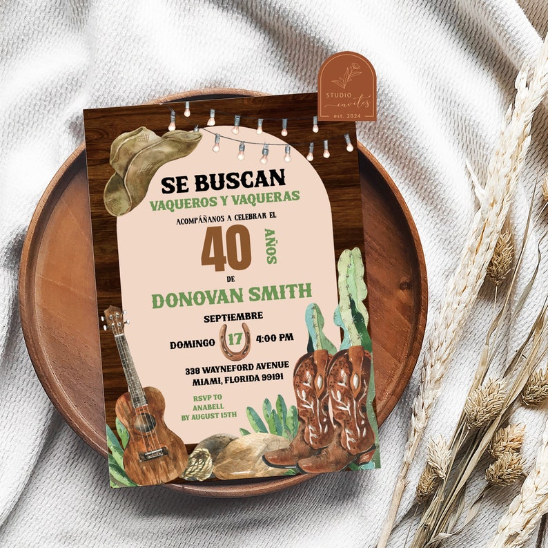 Invitación de fiesta de cumpleaños con botas de vaquero mexicanas ...