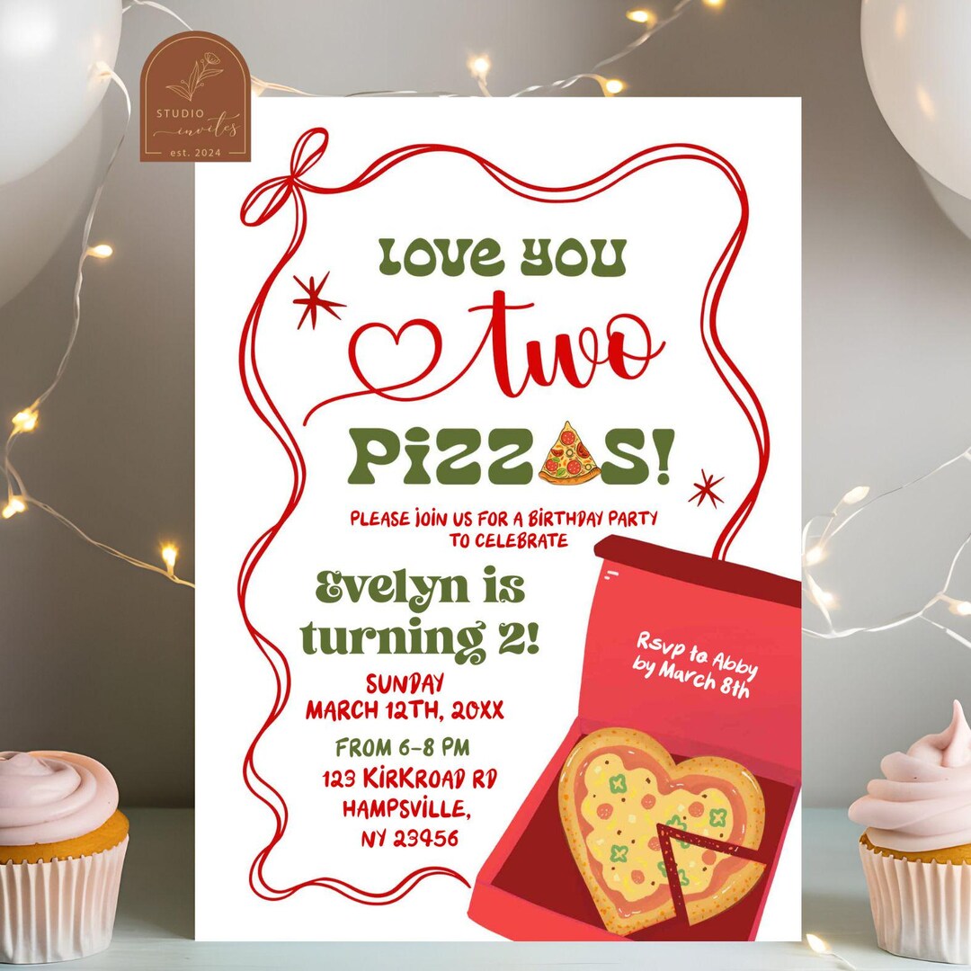 I Love Pizza 2nd Birthday Party, Slice of Fun Pizza Second Birthday ...