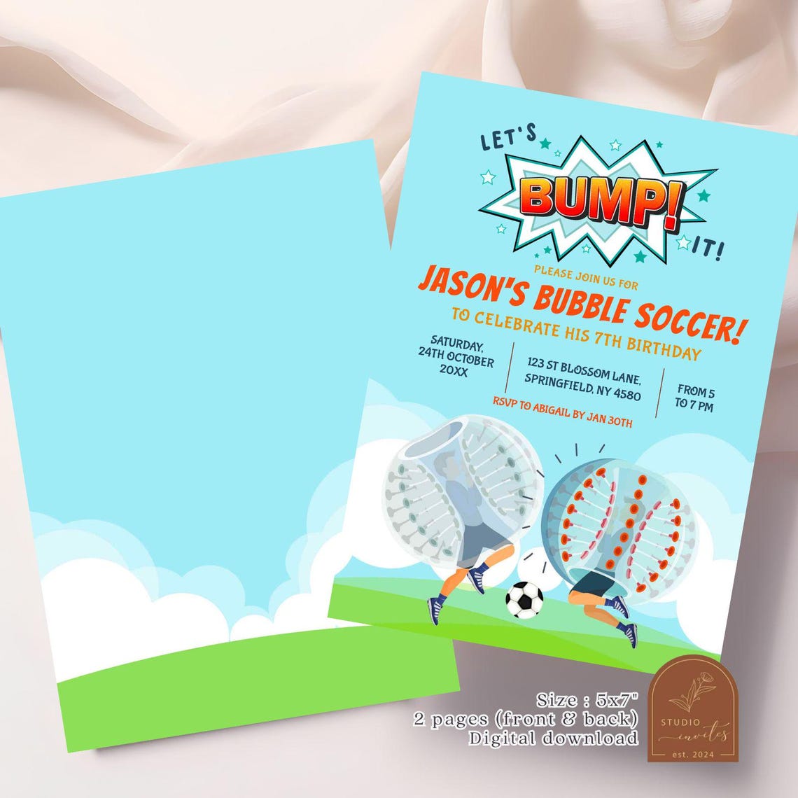 Bubble Soccer Birthday Invitation, Knockerball Birthday Bash Party ...