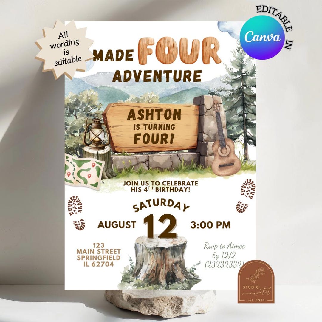 National Park Made FOUR Adventure Invitation, Hiking Trail Kids ...
