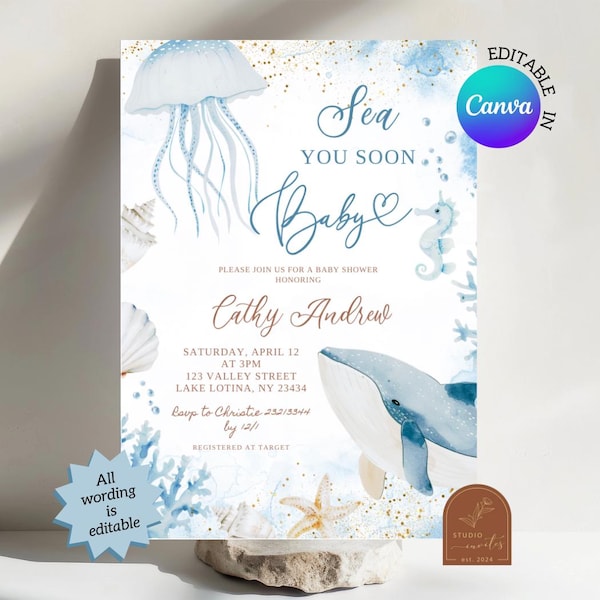Sea You Soon Baby Shower Invitations - Etsy