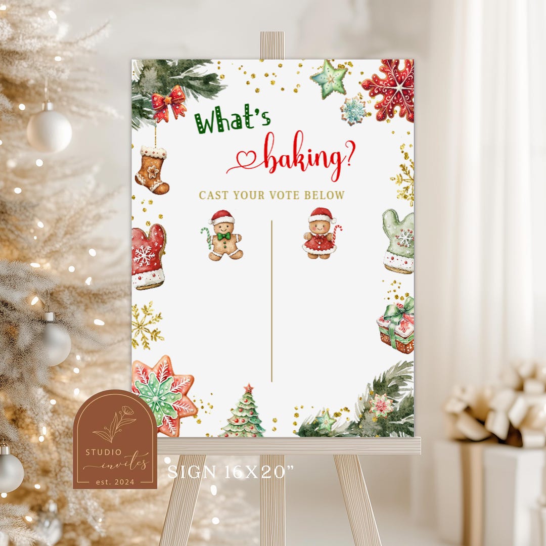 Christmas Gender Reveal Baby Shower Voting Board, Red Green Cookies ...