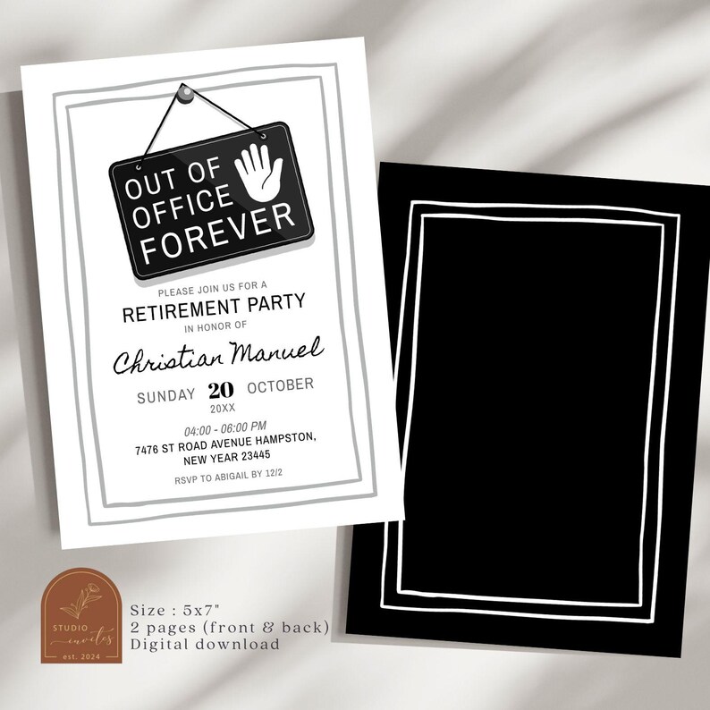 Out of Office Forever Retirement Party Invitation, Funny Retirement ...