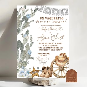 Mexican Cactus Cowboy Spanish Baby Shower Invitation, Un Vaquerito ...
