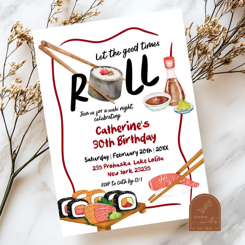Roll Sushi Japanese Birthday Party, Hibachi Adult Birthday Party, Asian ...