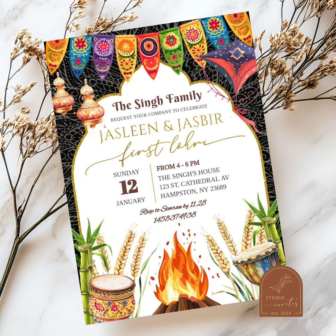 India First Lohri Newlywed Invitation, Punjabi Celebration, Diwali ...
