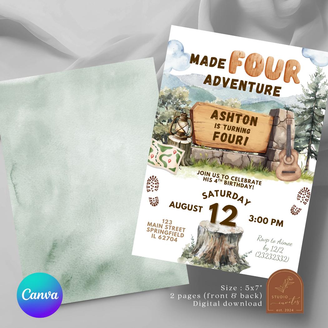 National Park Made FOUR Adventure Invitation, Hiking Trail Kids ...