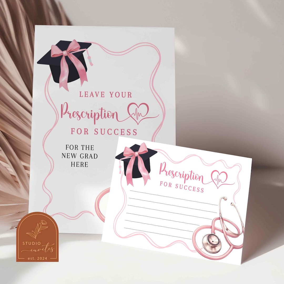 Pink Bow Nurse Graduation Prescription Sign, Hospital RN Graduation ...