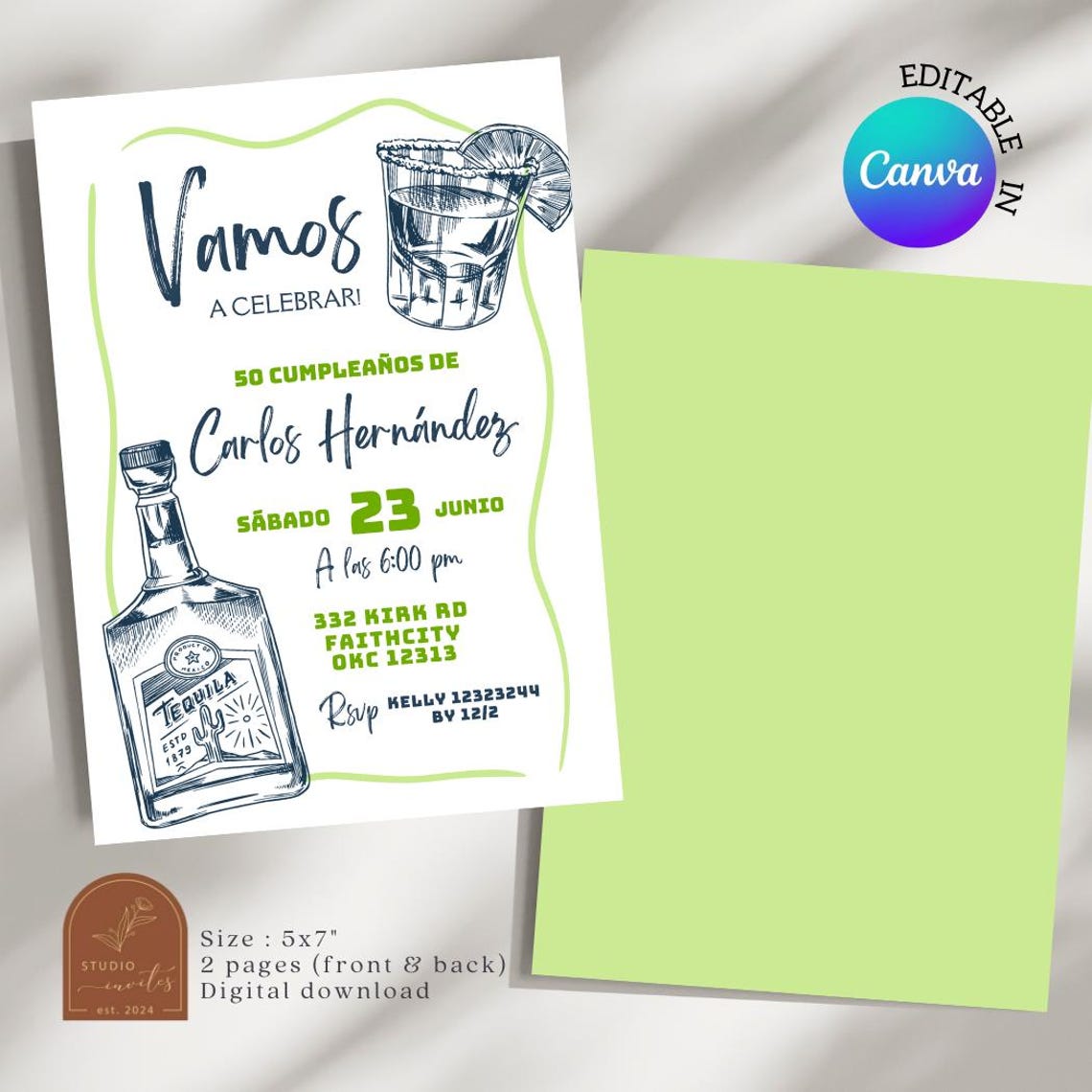 Spanish Mexican Tequila Man Birthday Party Invitation, Fiesta Adult ...