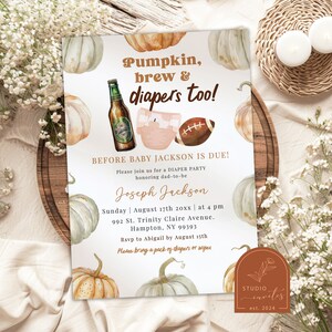 Fall Brunch Birthday Wine Invitation, Pink Arch Pumpkin Fall Brunch ...
