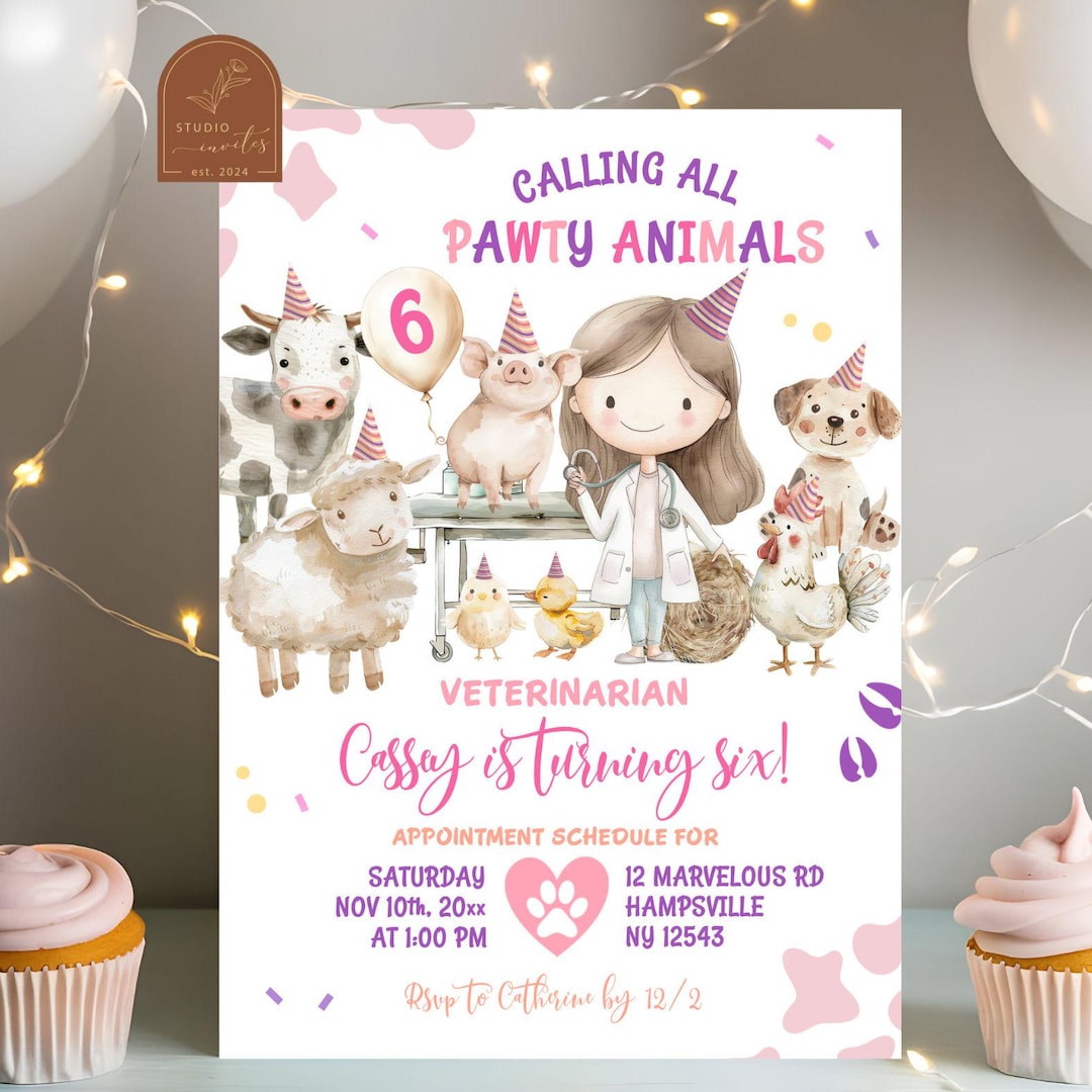Girl Veterinary Farm Animals Birthday Party, Calling All Party Animals ...