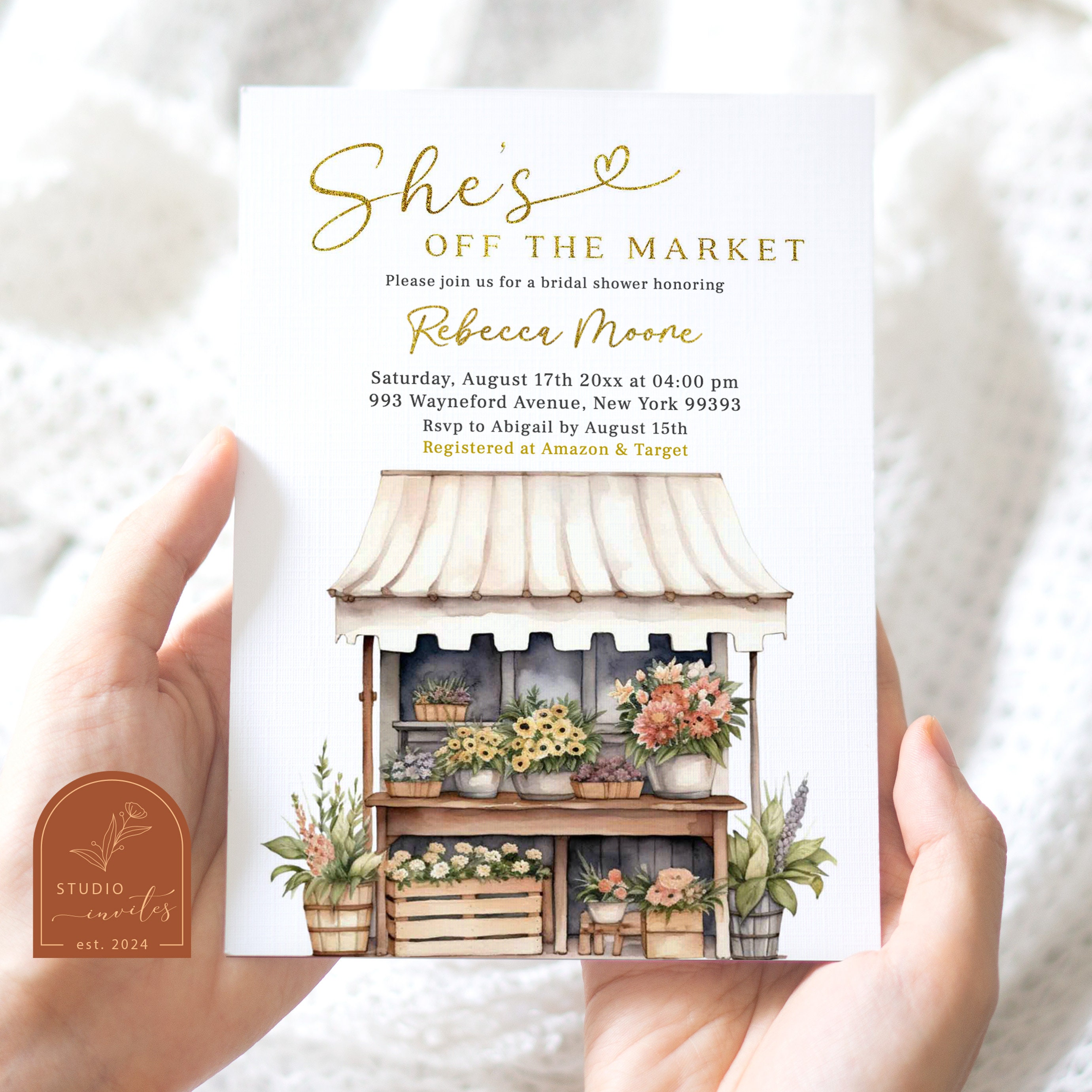 Editable Fresh off the Market Bridal Shower Invitation, Farmers Market ...