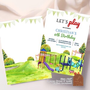 Let's Play in the Park Birthday Invitation, Outdoor Playground Birthday ...