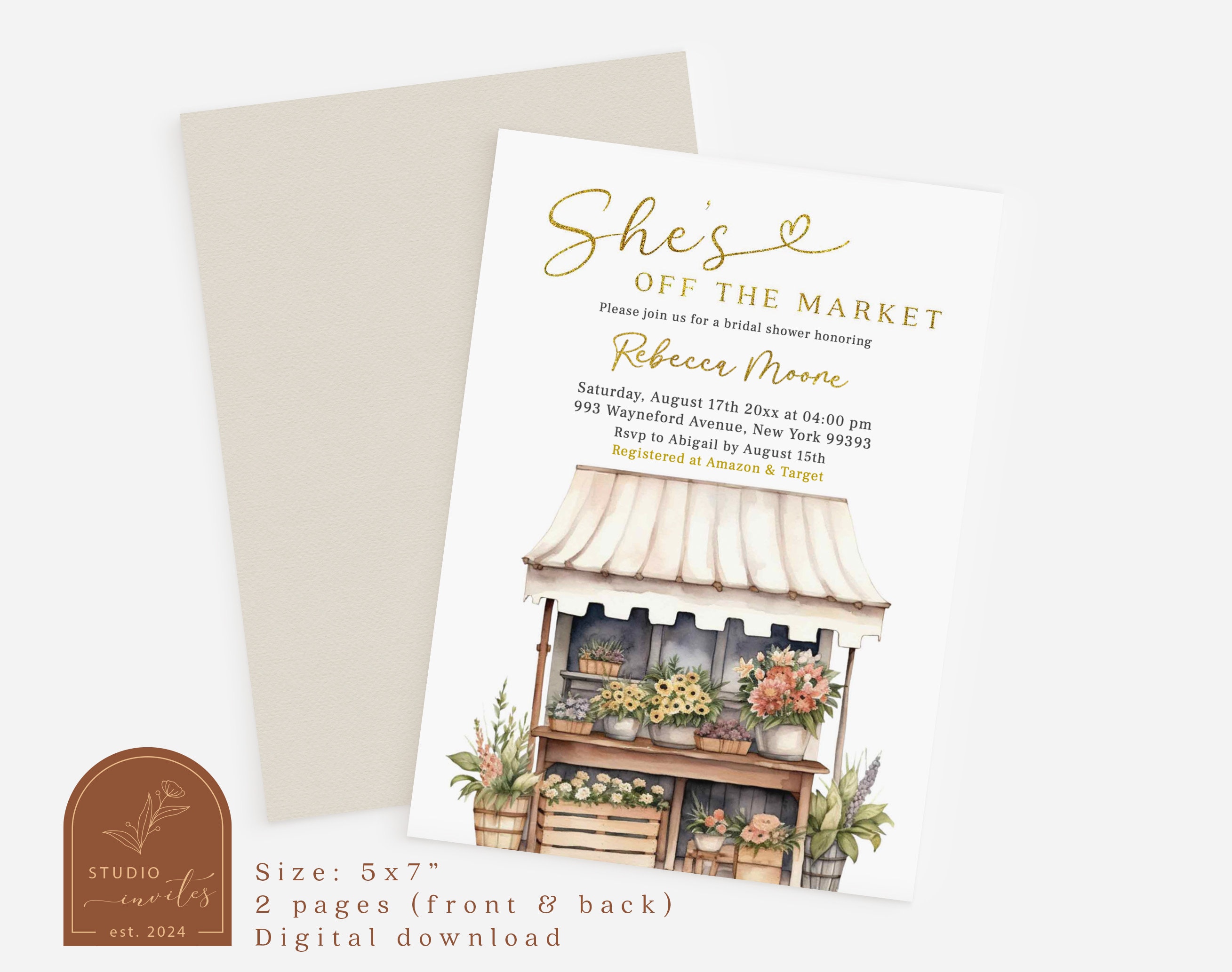 Editable Fresh off the Market Bridal Shower Invitation, Farmers Market ...