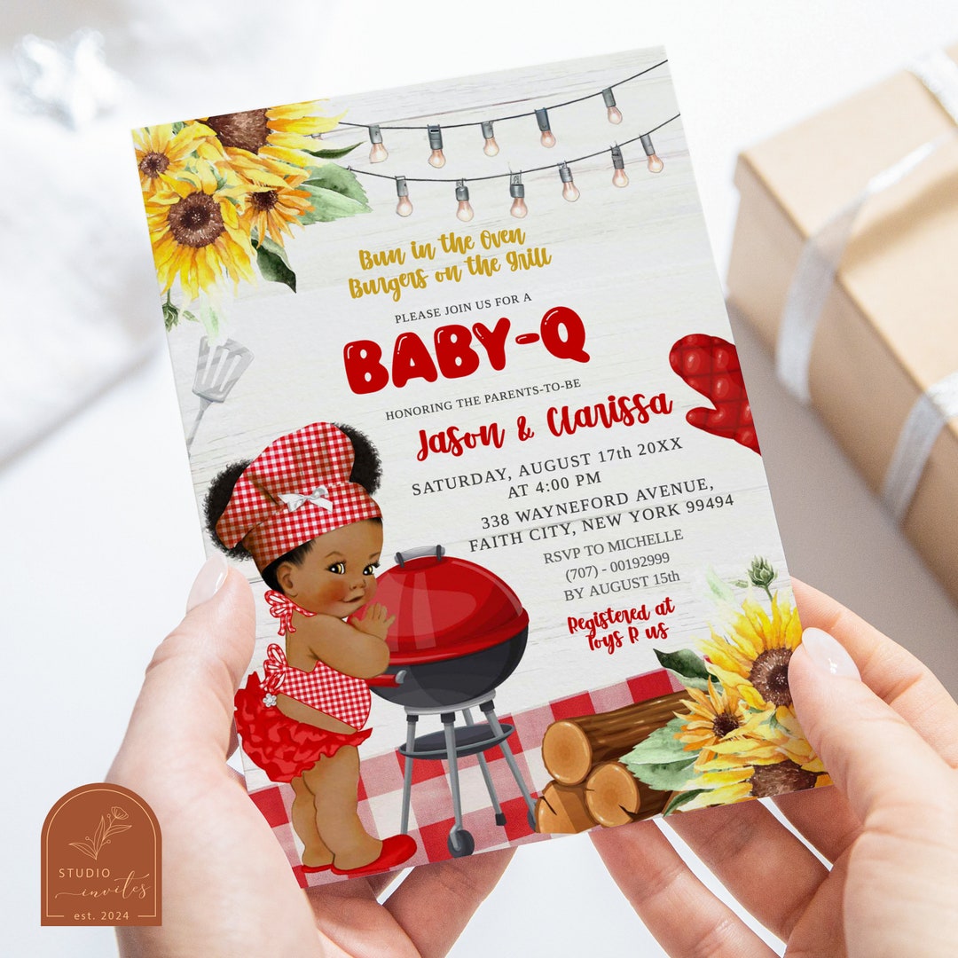 Backyard Baby-q Baby Shower Invitation, Red Gingham Barbecue Party Baby ...
