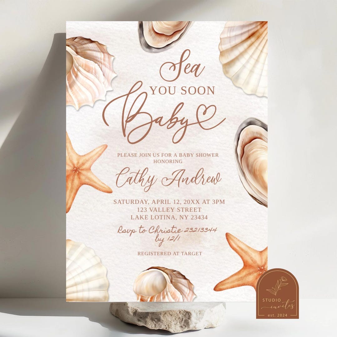 Summer Ocean Sea You Soon Baby Shower Invitation, Coastal Beach Babe is ...