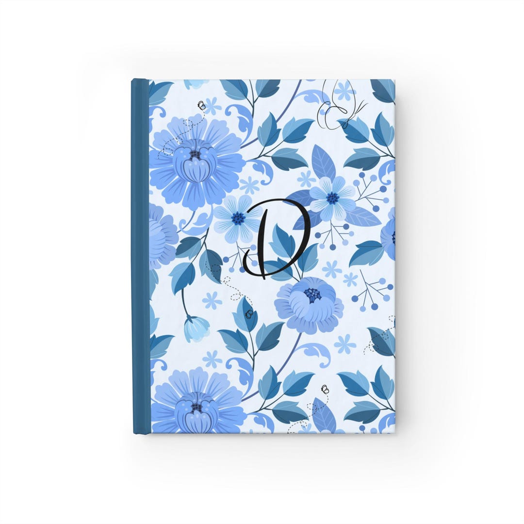 Elegant French Blue Floral Journal - Letter D - Ruled Line, Elegant ...