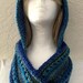 Hand Knit Hoodie With Cowl Shades of Green Blue Warm Acrylic Adult Teen ...