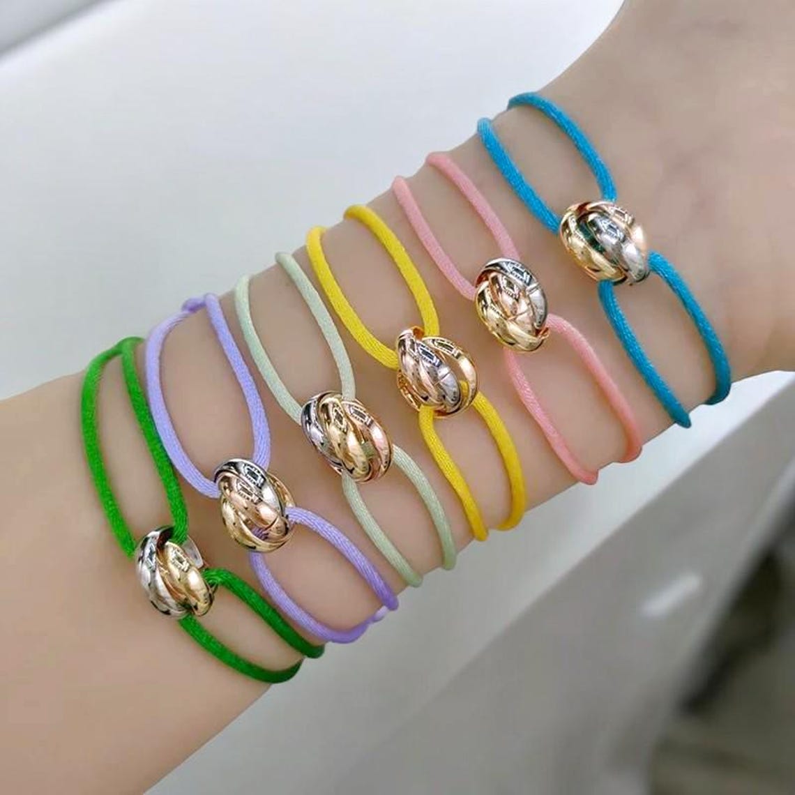 Colorful Cord Bracelet • Braided Handmade Rope Bracelet • Three Rings ...