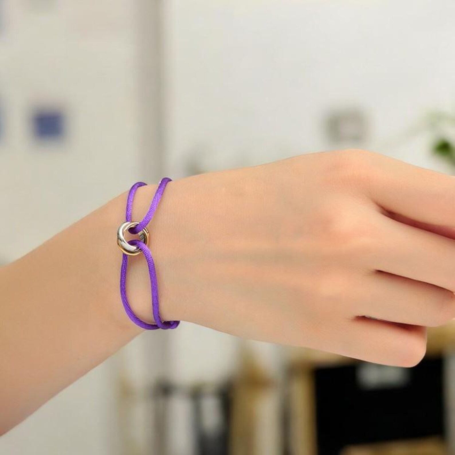 Colorful Cord Bracelet • Braided Handmade Rope Bracelet • Three Rings ...