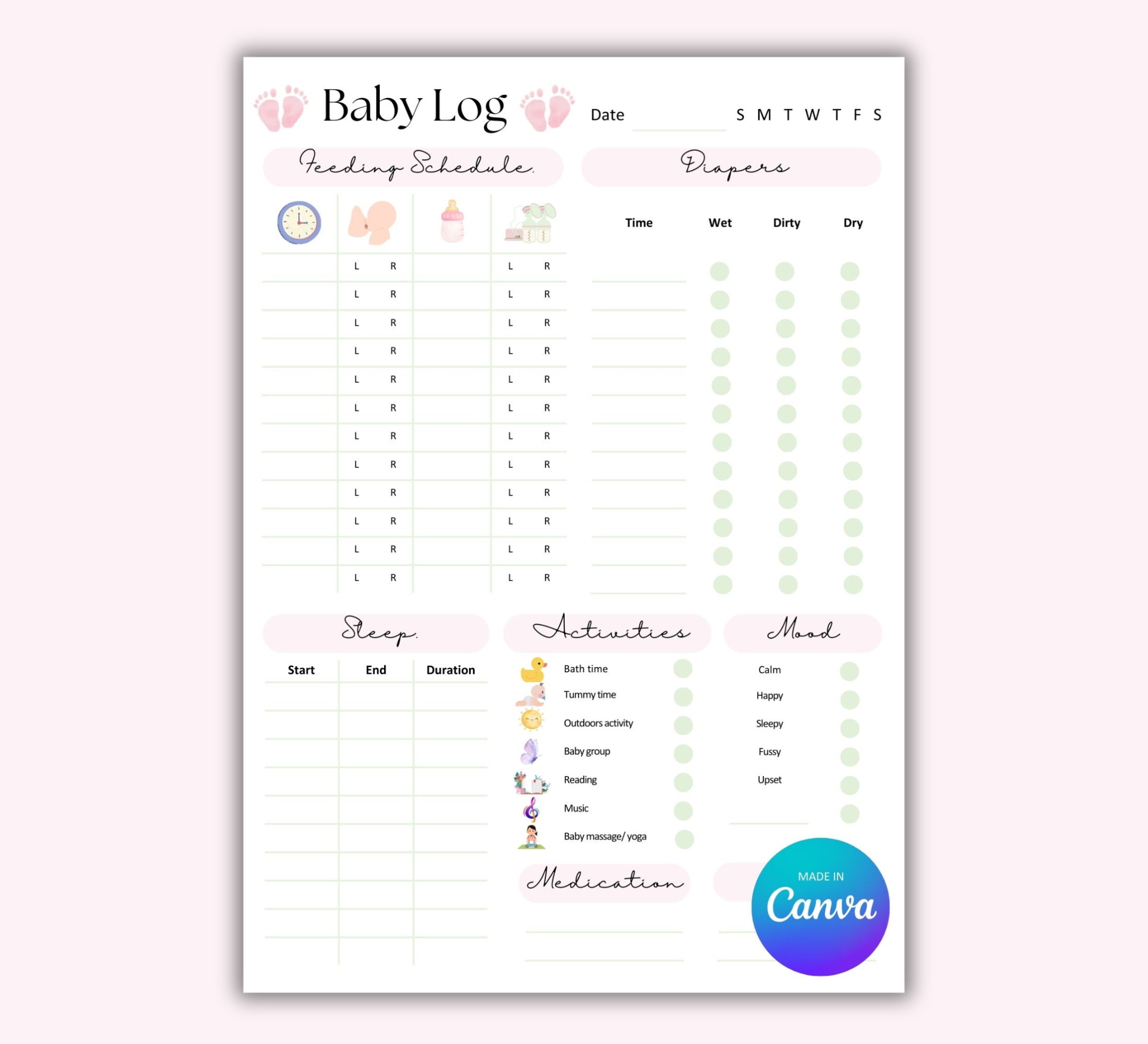 Baby Tracker Printable Baby Log Printable Newborn Log Printable Infant ...