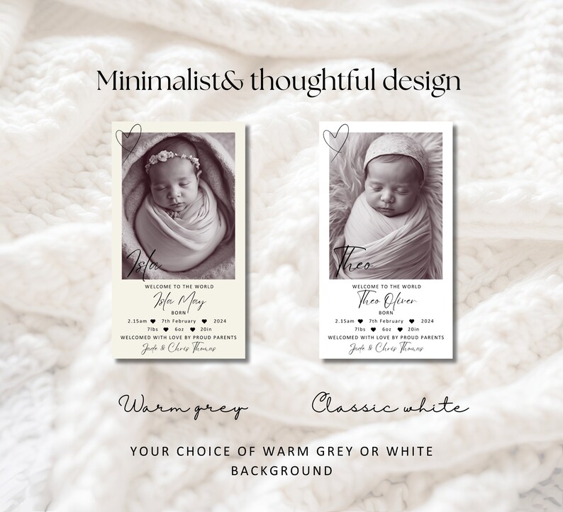 Newborn Baby Birth Announcement Template Digital Birth Stats Template ...