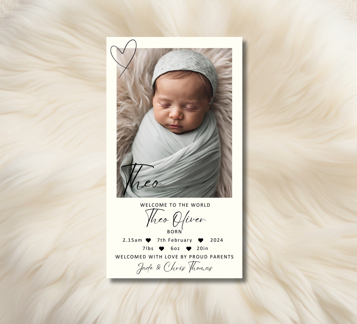 Newborn Baby Birth Announcement Digital Template Baby Introduction E ...