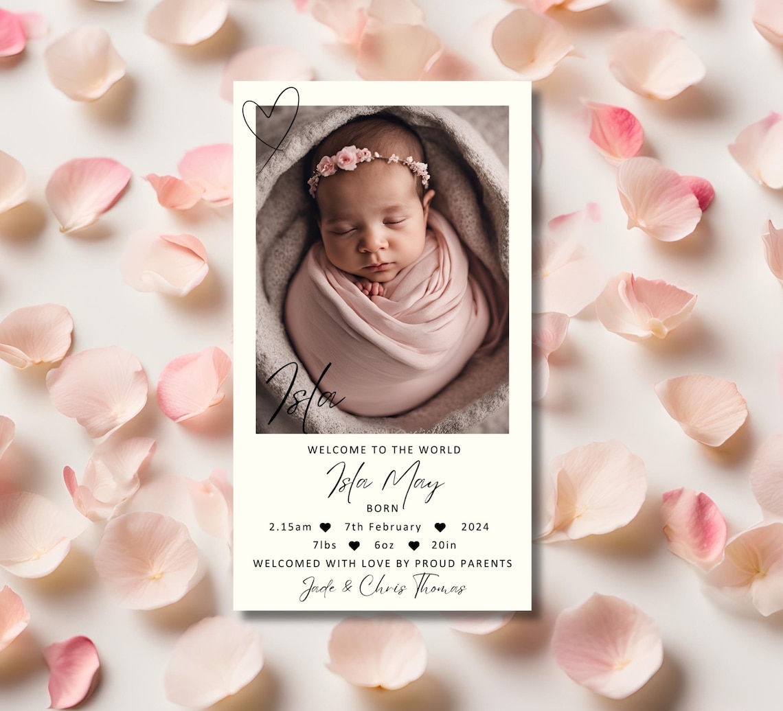Newborn Baby Birth Announcement Digital Template Baby Introduction E ...