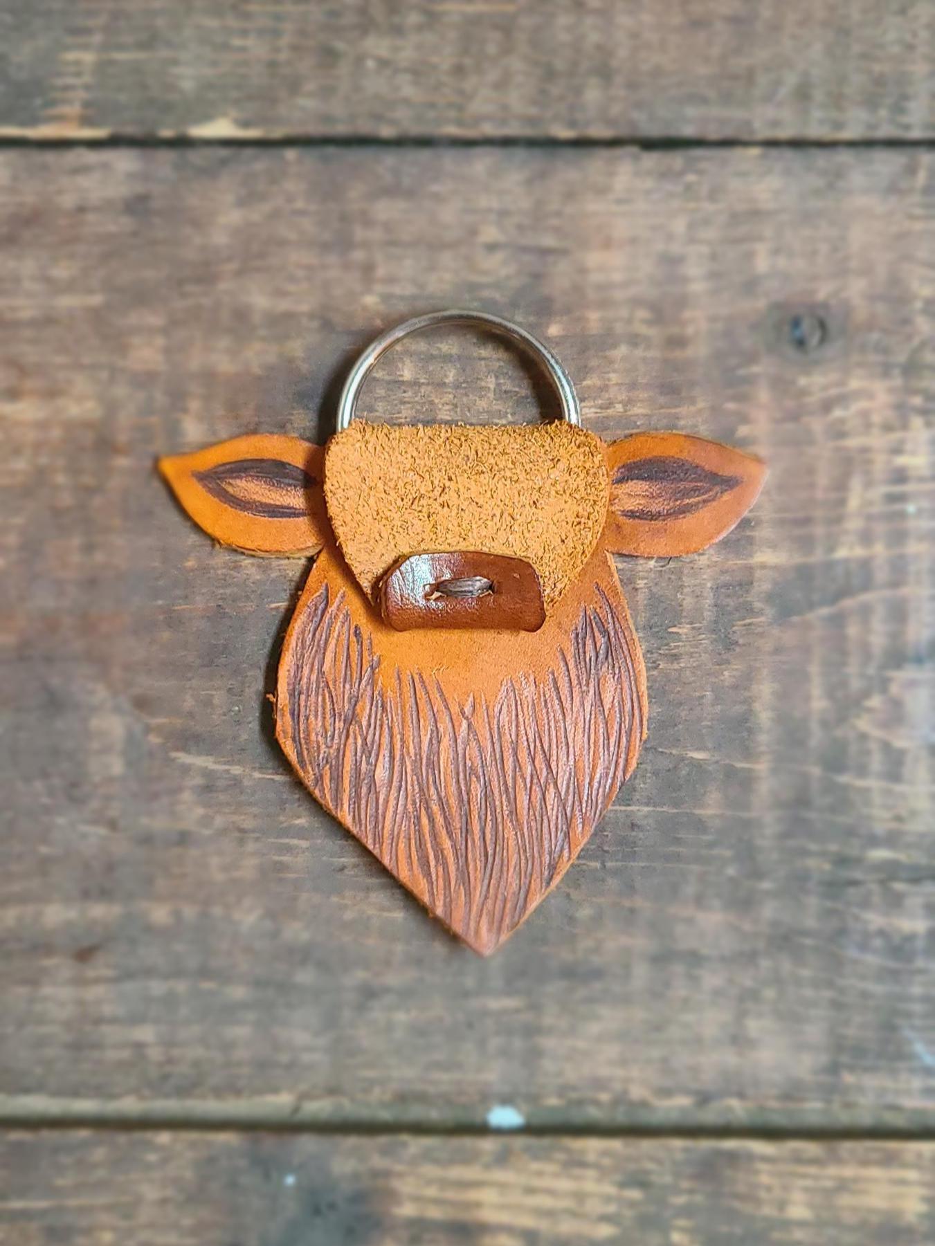 Highland Cow Keyring Accessory, Cow Key Tag, Leather Keychain, Cute Bag ...